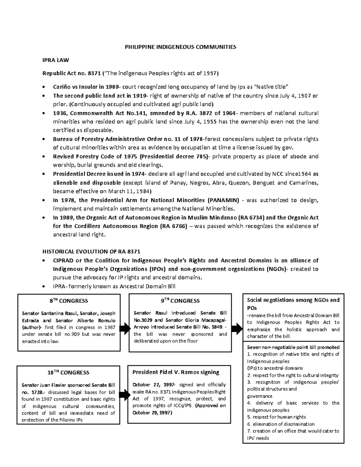 PIC Reviewer - PHILIPPINE INDIGENEOUS COMMUNITIES IPRA LAW Republic Act ...