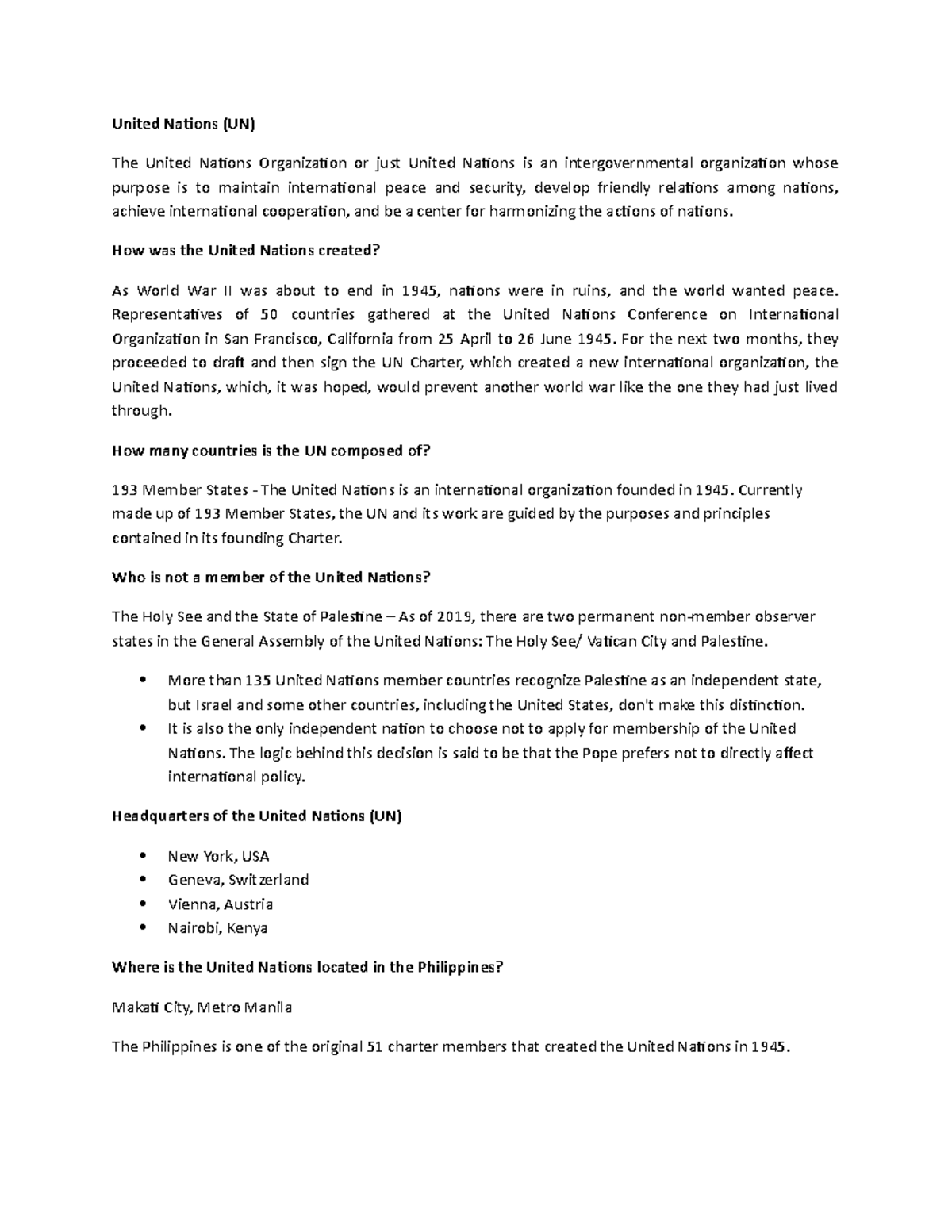 (GEC 3) UN Global Governance - Script Report - Infromation Technology ...