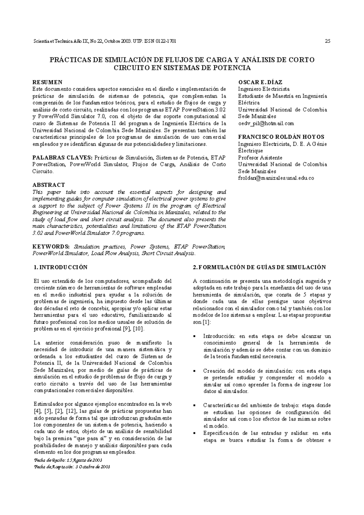 Dialnet- Practicasdesimulaciondeflujosdecargayanalisisdecor-4846328 - Scientia et Technica Año ...