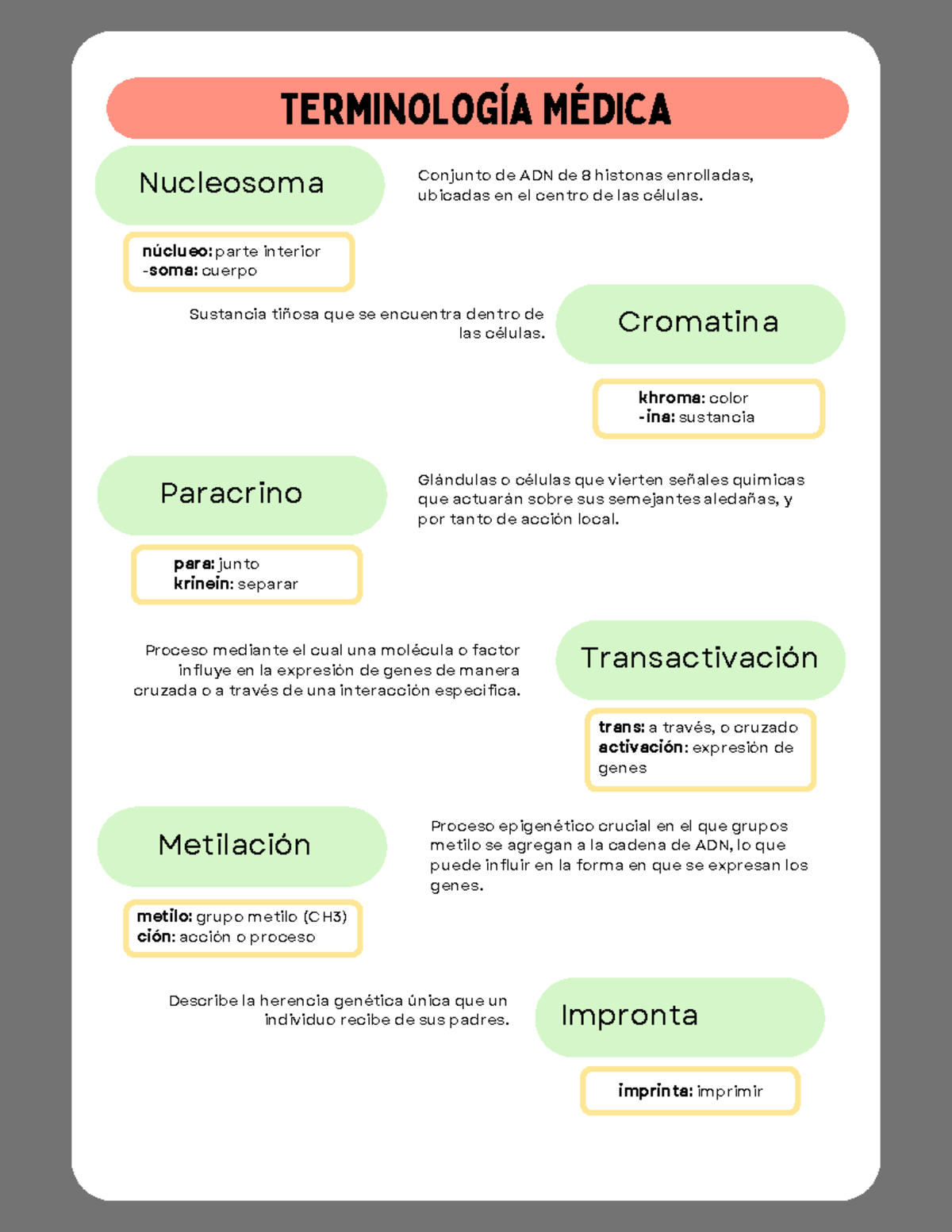 Semana 3 - 15 palabras de terminología médica - terminología Médica Conjunto de ADN de 8 ...