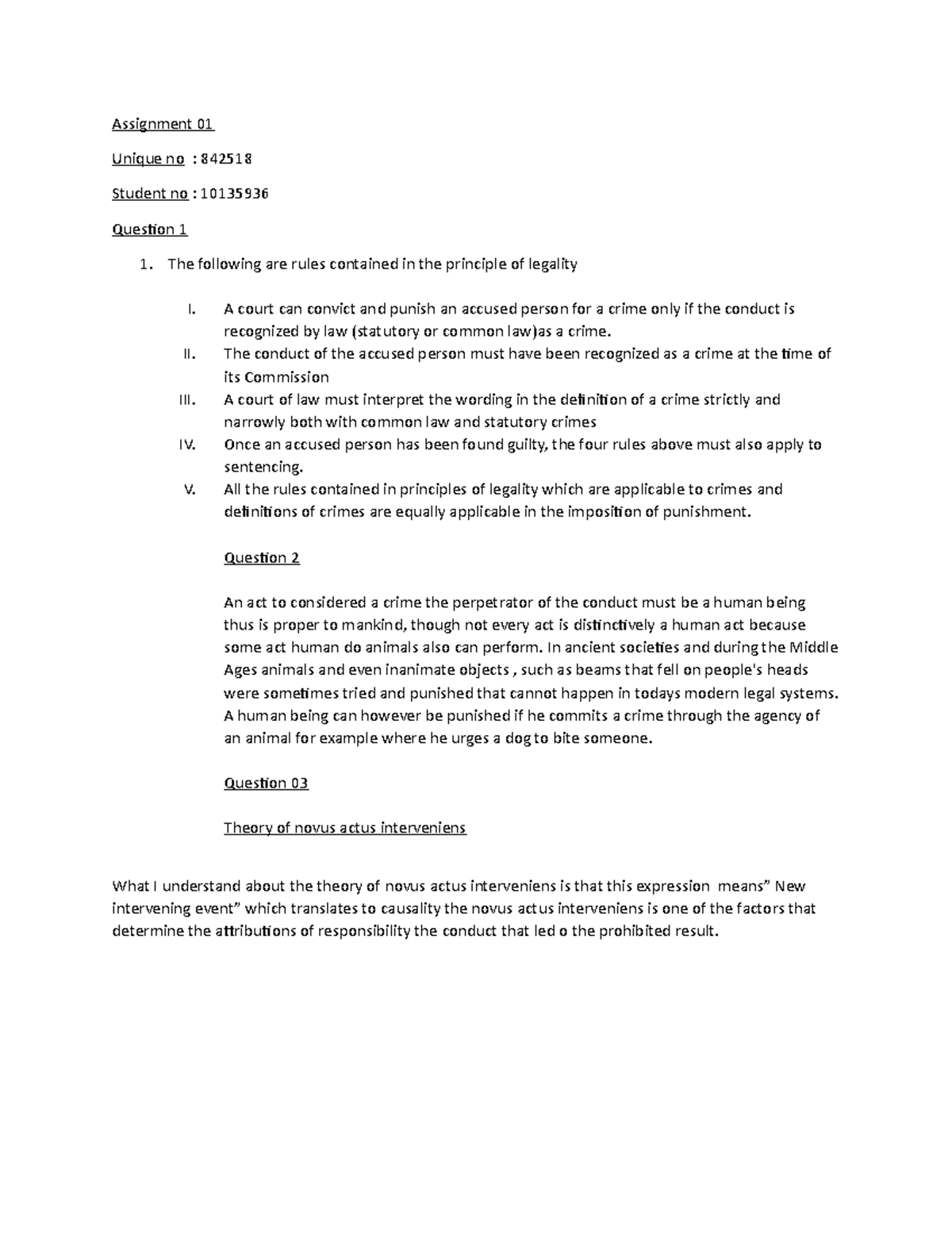 Crw 84 - Crw assignment - Assignment 01 Unique no : 842518 Student no ...