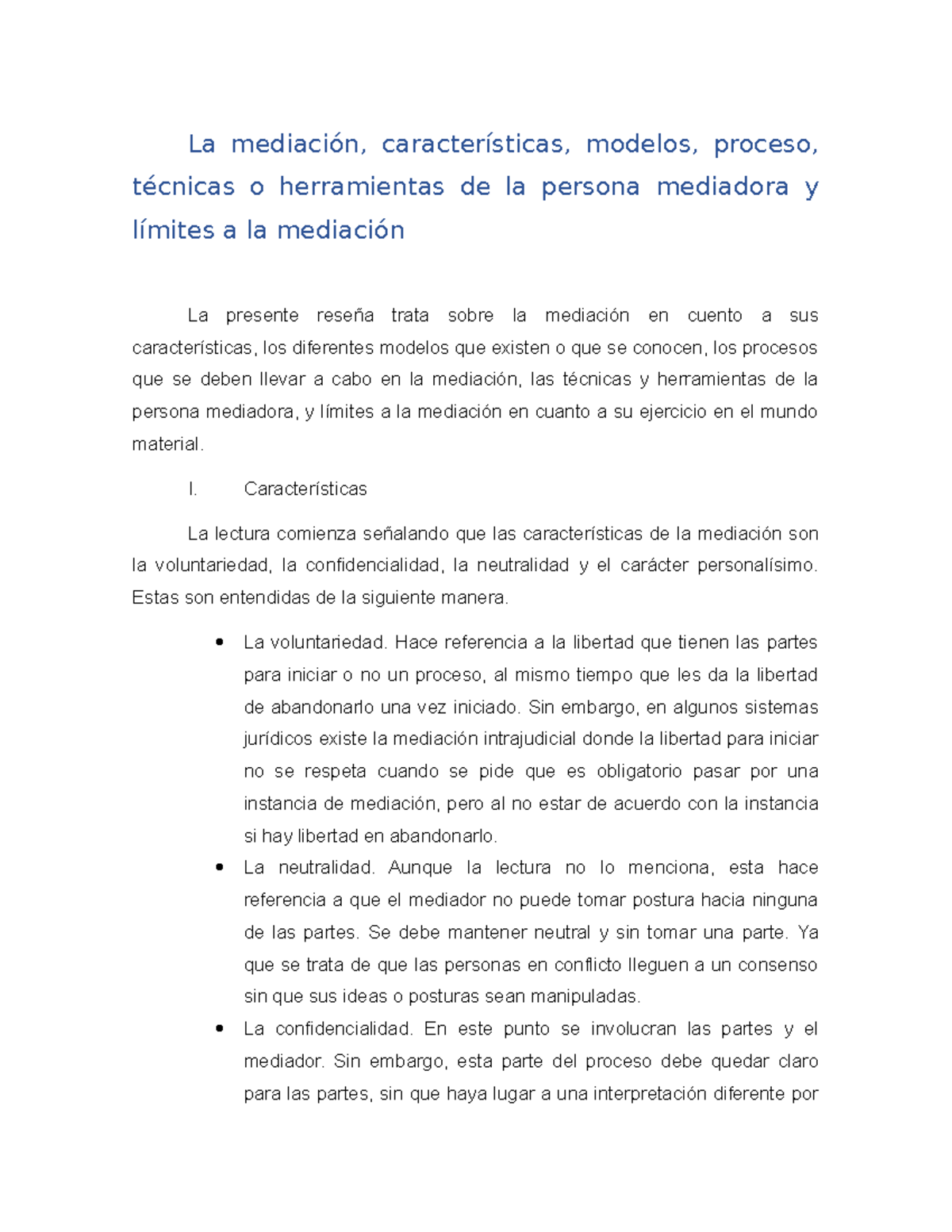 La mediación - La mediación, características, modelos, proceso, técnicas o herramientas de la ...