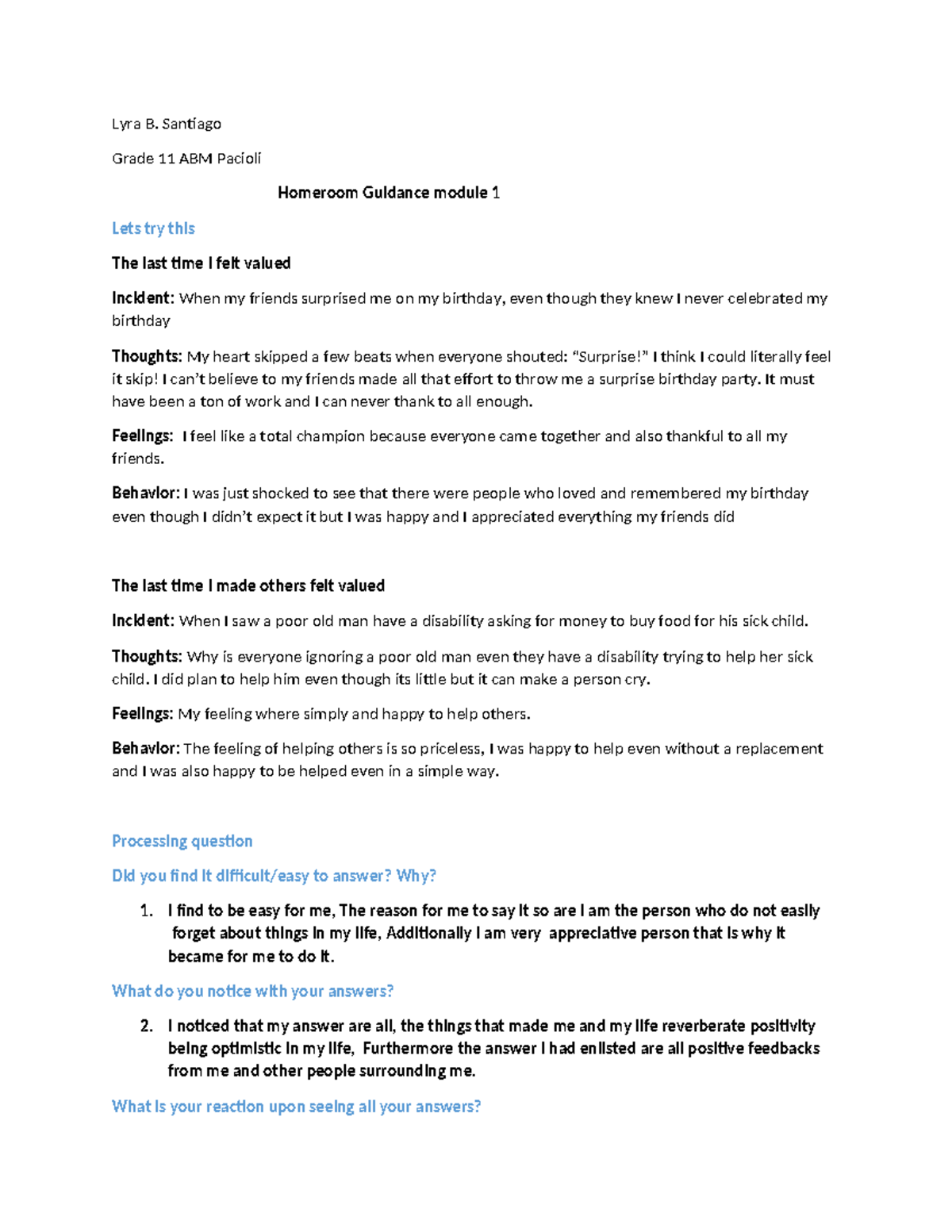 HG Module 1 LYRA Santiago - Lyra B. Santiago Grade 11 ABM Pacioli ...