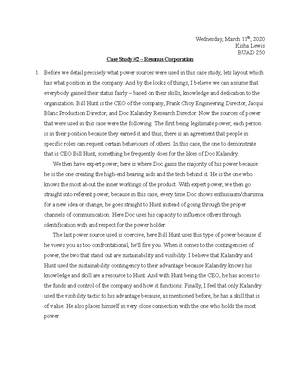 Case Study 1 - Semco ( Final) - Kisha Lewis BUAD 305 Professor Baldeo INTEGRATIVE CASE 1. - Studocu