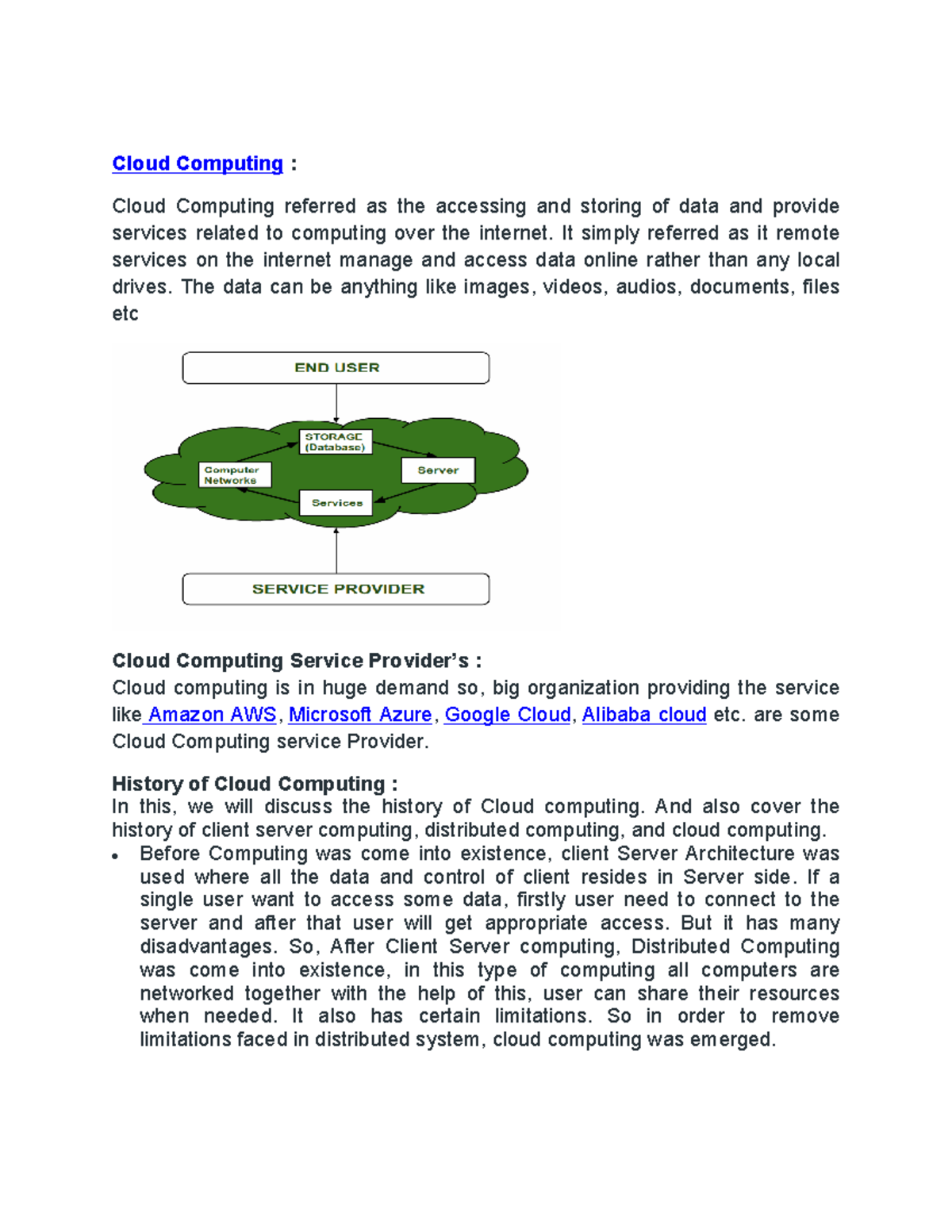 Cloud- 1 unit Notes - Cloud Computing : Cloud Computing referred as the ...