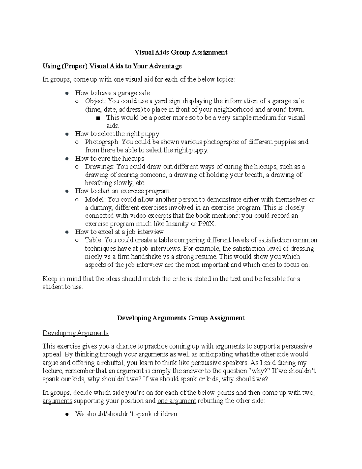 Week 2 Group Work - Visual Aids Group Assignment Using (Proper) Visual ...
