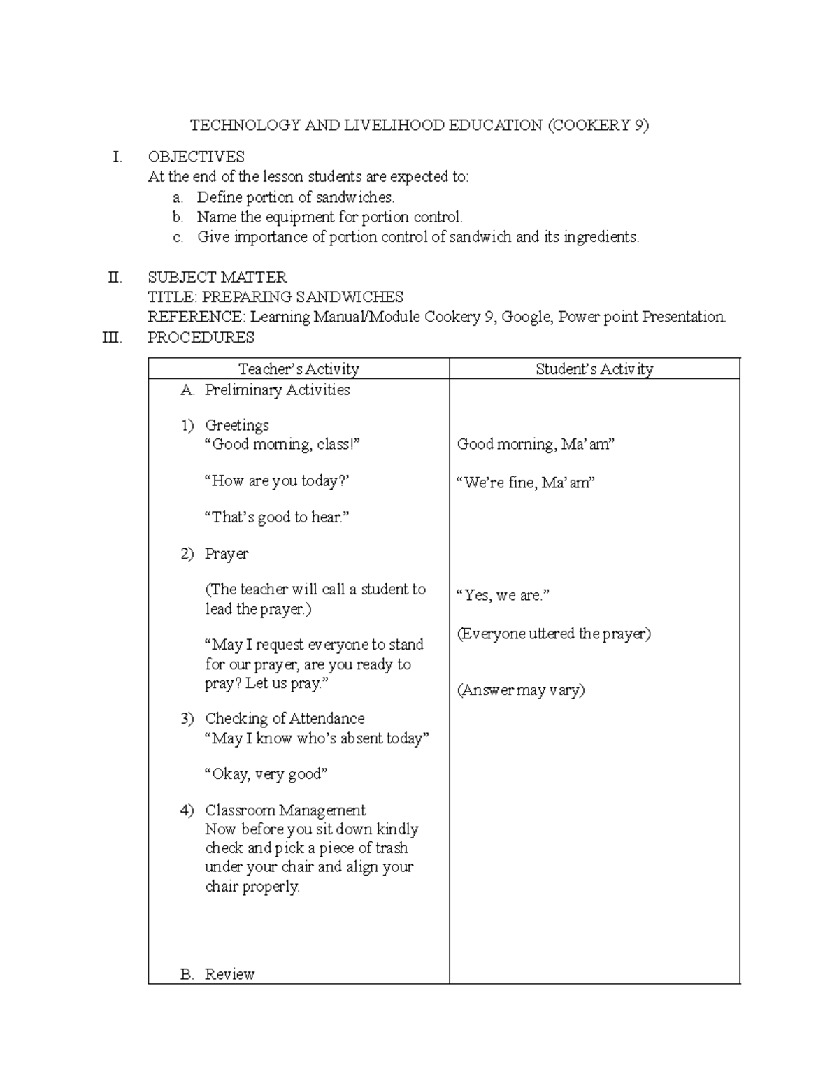 Cookery 9 - TECHNOLOGY AND LIVELIHOOD EDUCATION (COOKERY 9) I ...