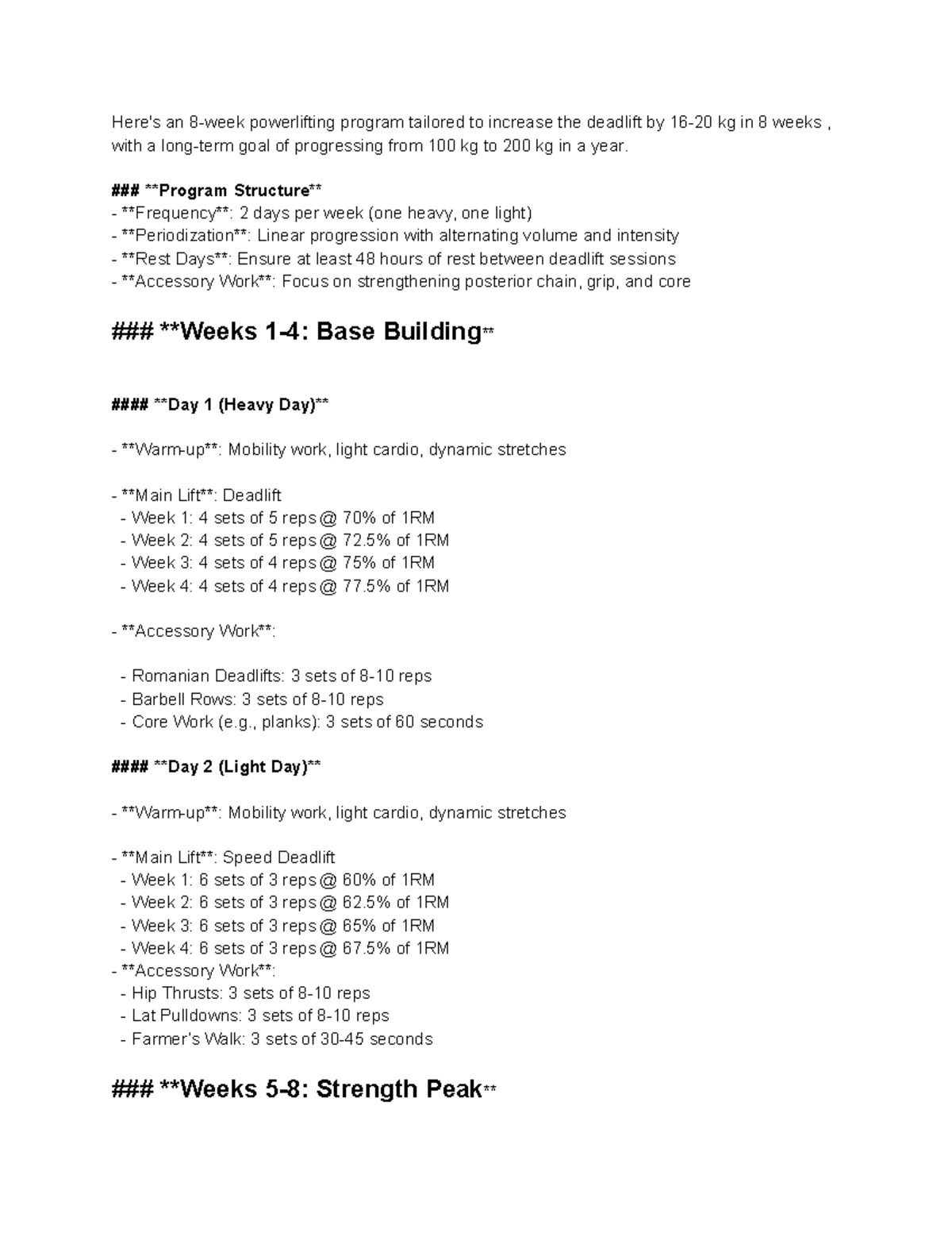 100 to 200 - Good - Here's an 8-week powerlifting program tailored to ...