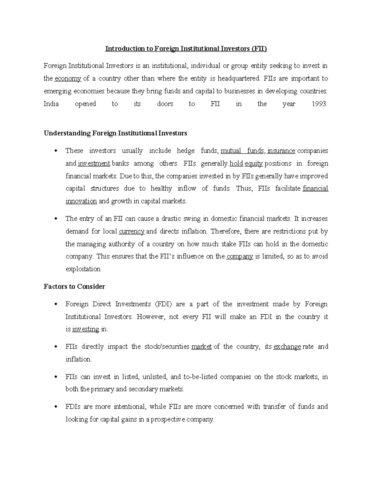 Foreign Institutional Invenstors (FIIs) - Introduction to Foreign ...