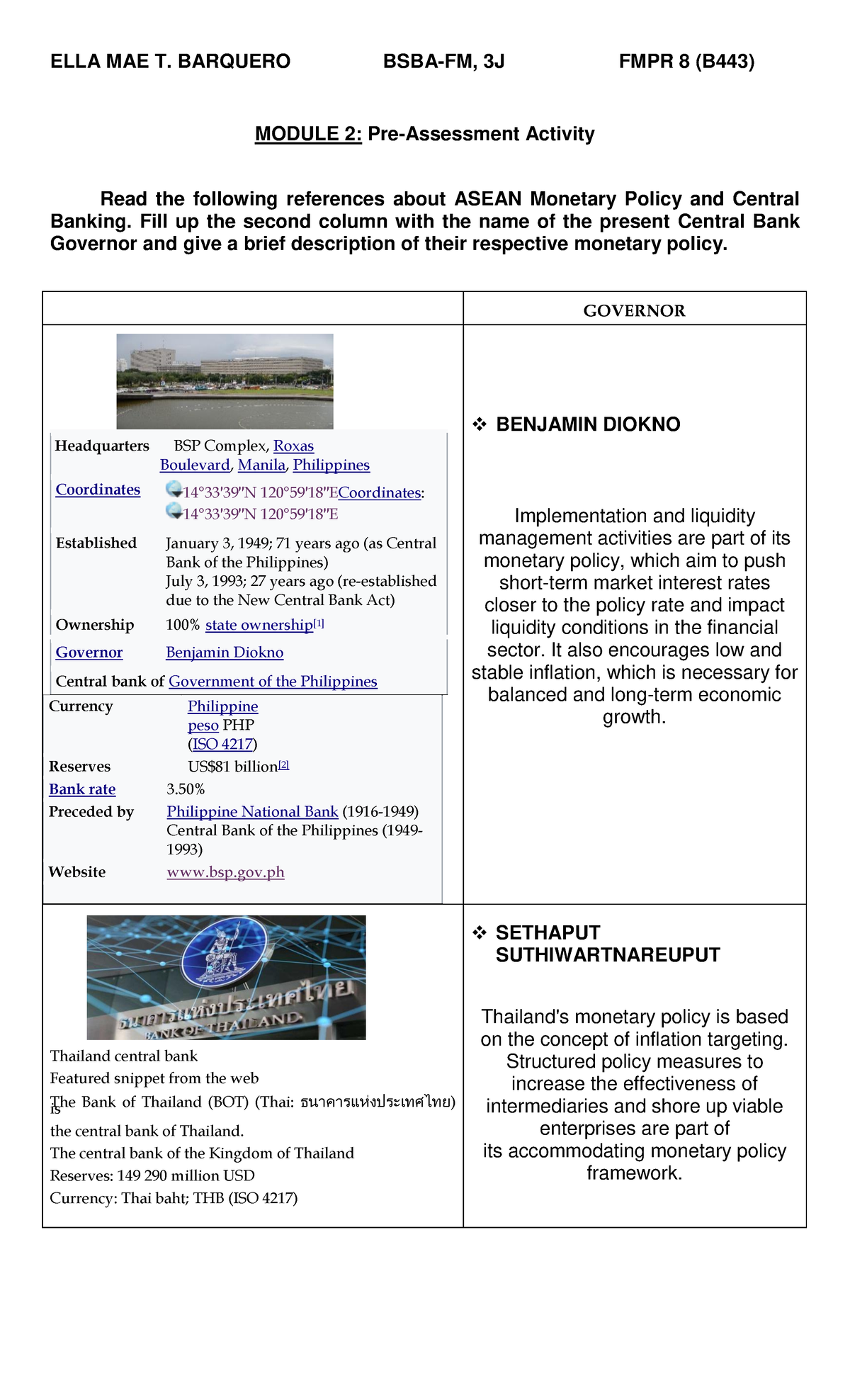 Module 2 - Pre-Asssessment Activity - ELLA MAE T. BARQUERO BSBA-FM, 3J FMPR 8 (B443) MODULE 2 ...