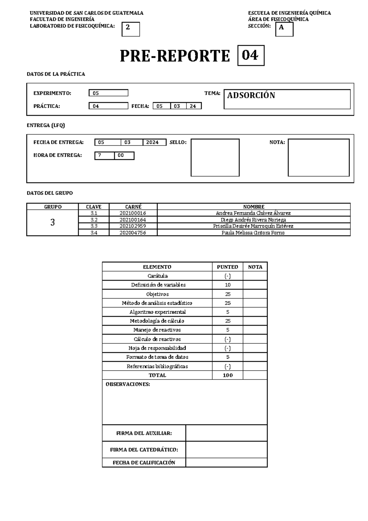LFQ2A-Prereporte 4 - EXP5 - DATOS DE LA PRÁCTICA EXPERIMENTO: 05 TEMA ...