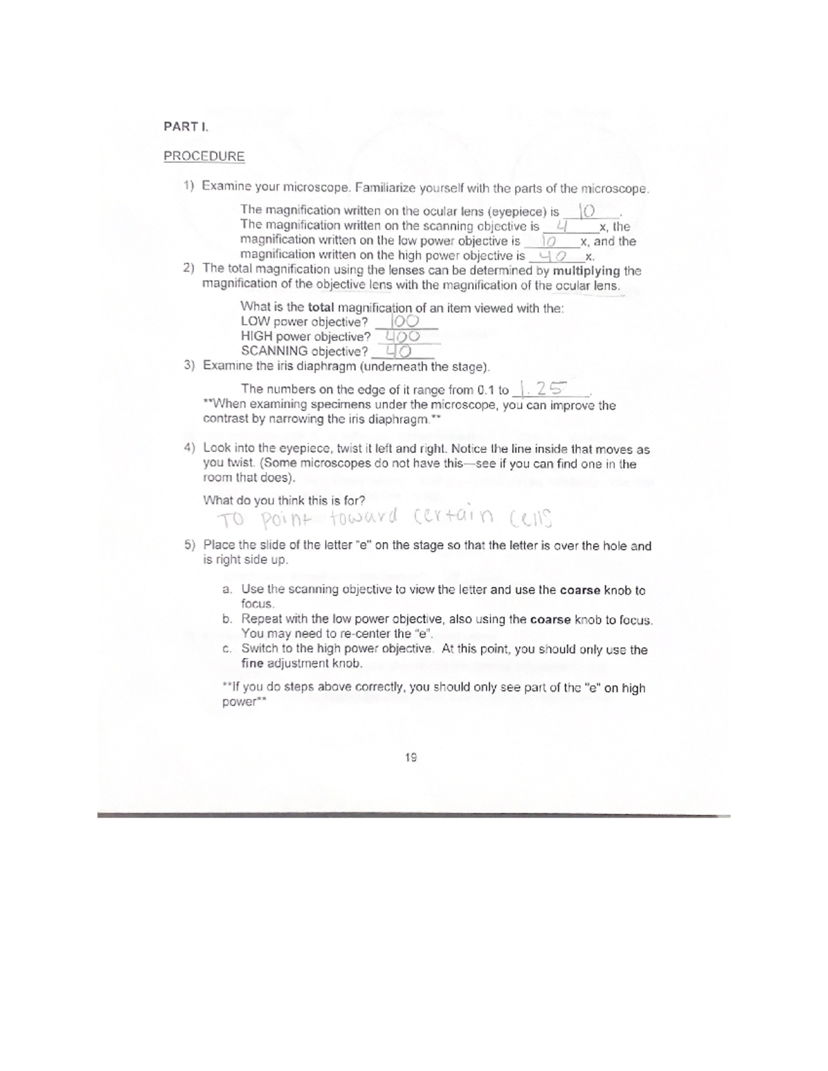Intro to cell lab. Mircroscope lab - BIOL 2440 - Studocu