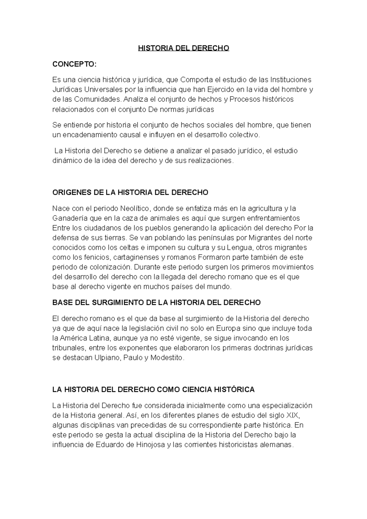 Historia Del Derecho Breve Resumen Historia Del Derecho Concepto