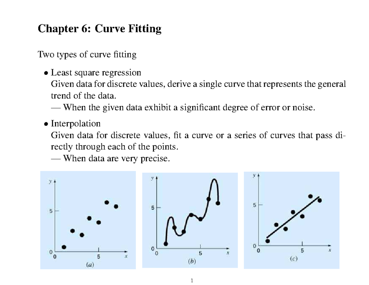 Curve fitting - Chapter 6: Curve Fitting Two types of curve fitting Least square regression ...