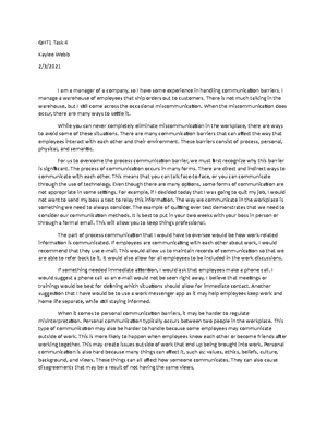 TASK 1 Quality Control - QHT1 - QHT1 Task 1 Cassidy Clark Mentor: Julie ...