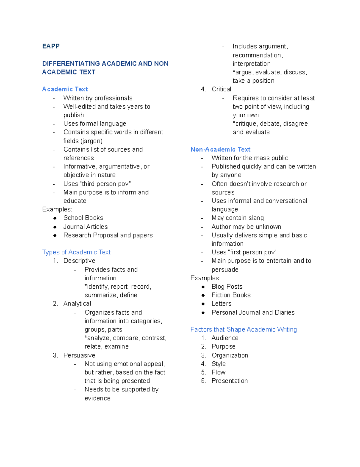 EAPP-reviewer - for EAPP - EAPP DIFFERENTIATING ACADEMIC AND NON ...