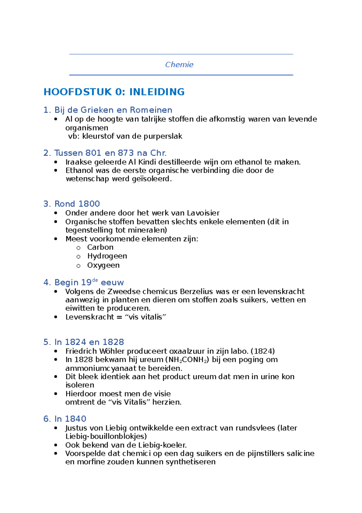 Chemie - Samenvatting - Chemie HOOFDSTUK 0: INLEIDING 1. Bij de Grieken ...