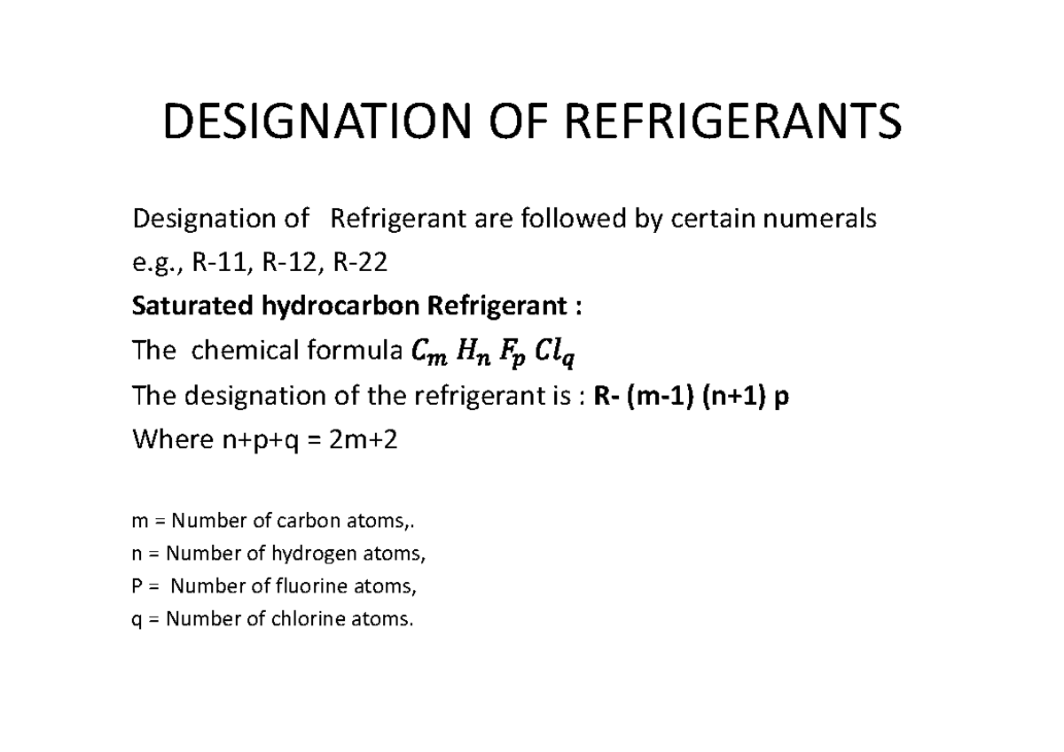 Designation-OF- Refrigerants - DESIGNATION OF REFRIGERANTS Designation ...