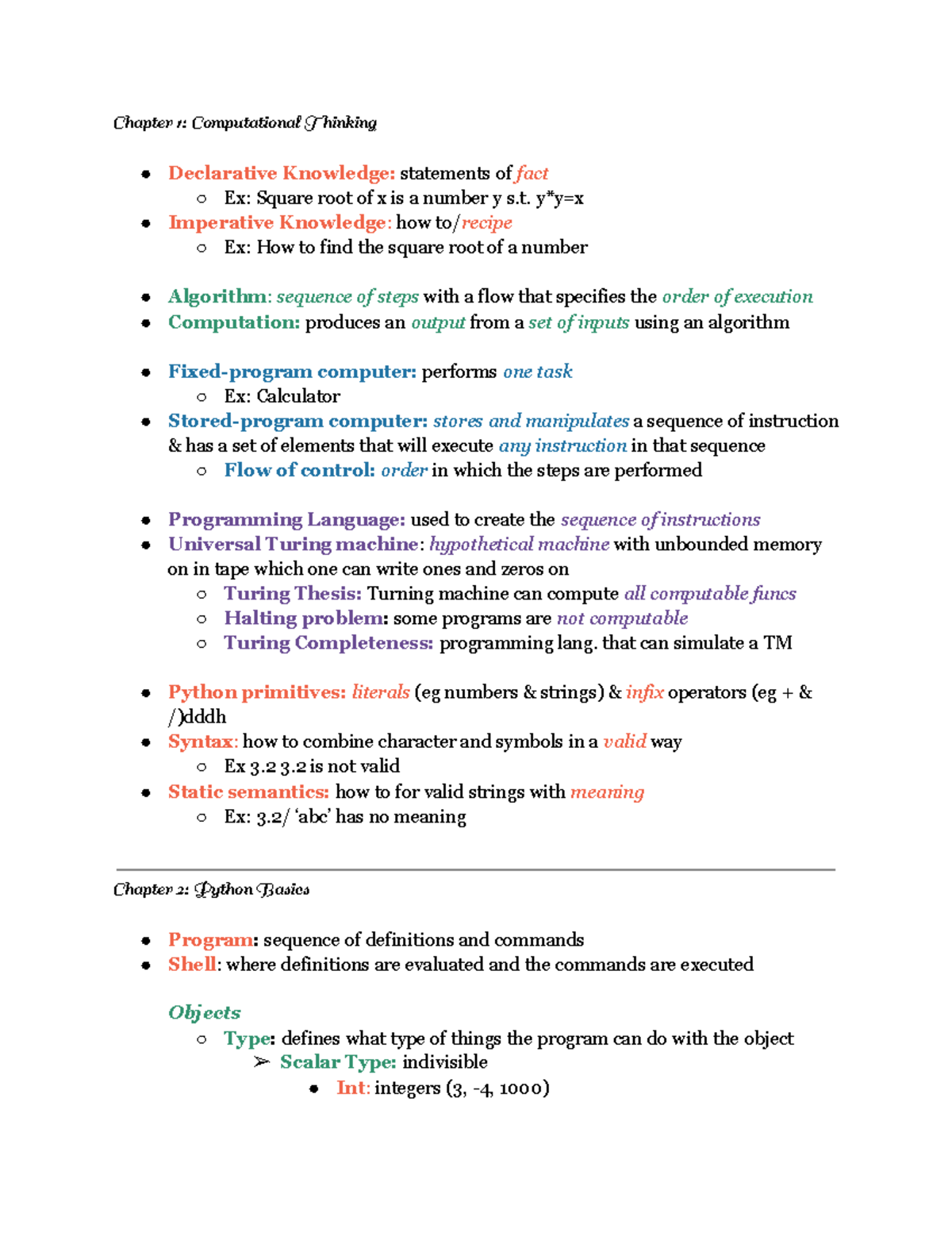 Chapter 1 2 6100a Lecture Notes 1 2 Chapter 1 Computational Thinking Declarative Knowledge 