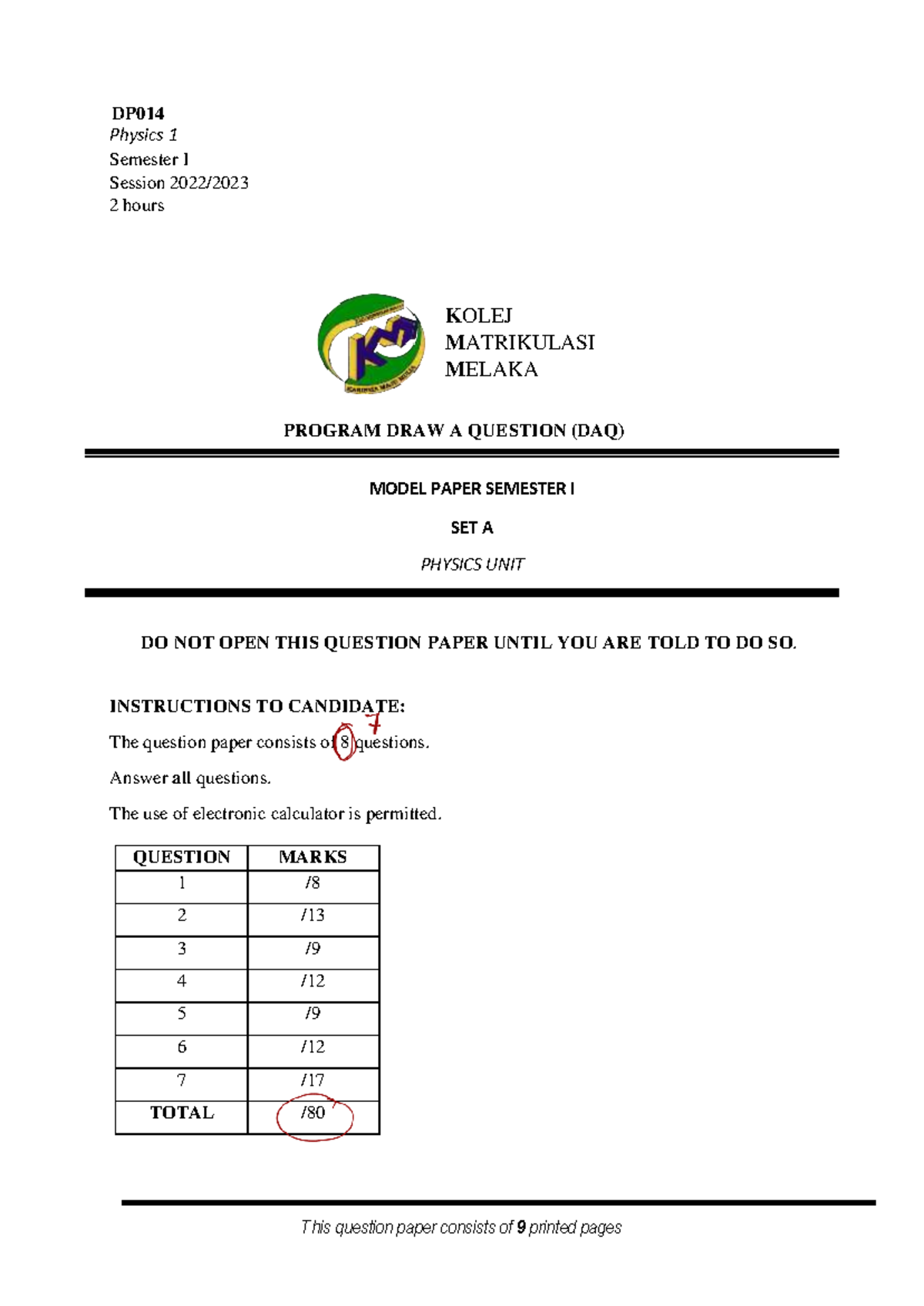 Notes 221128 131921 - DP Physics 1 Semester I Session 2022/ 2 hours ...