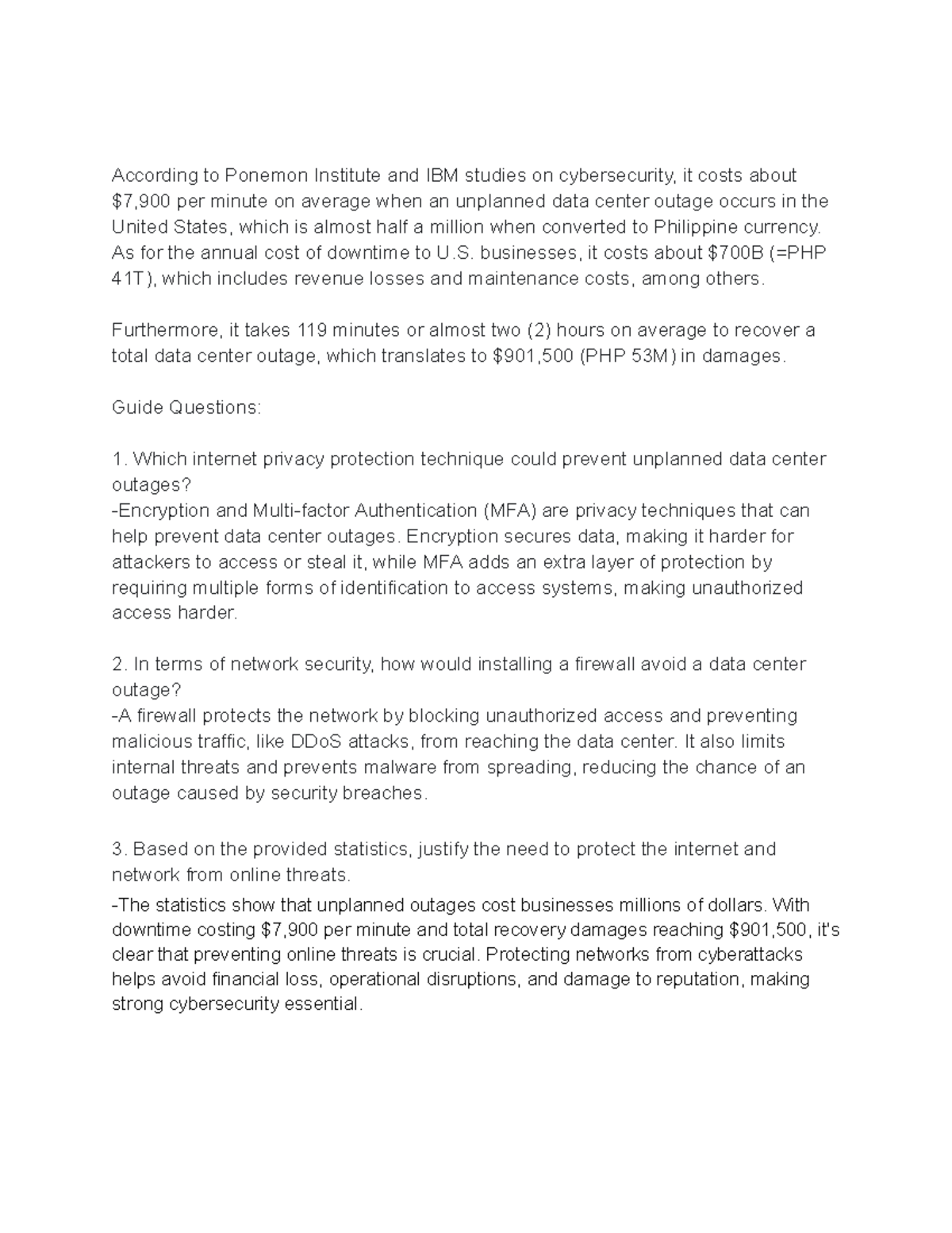 Quiz - Intro to computing Pre-finals Quiz - According to Ponemon ...