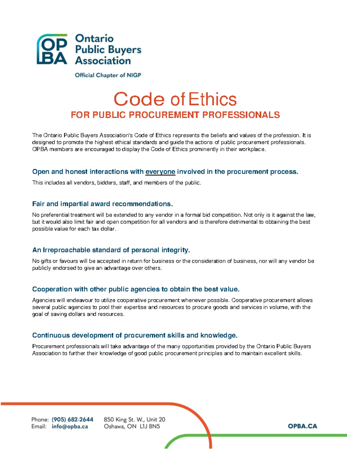 Code of Ethics-final - Code of Ethics FOR PUBLIC PROCUREMENT ...