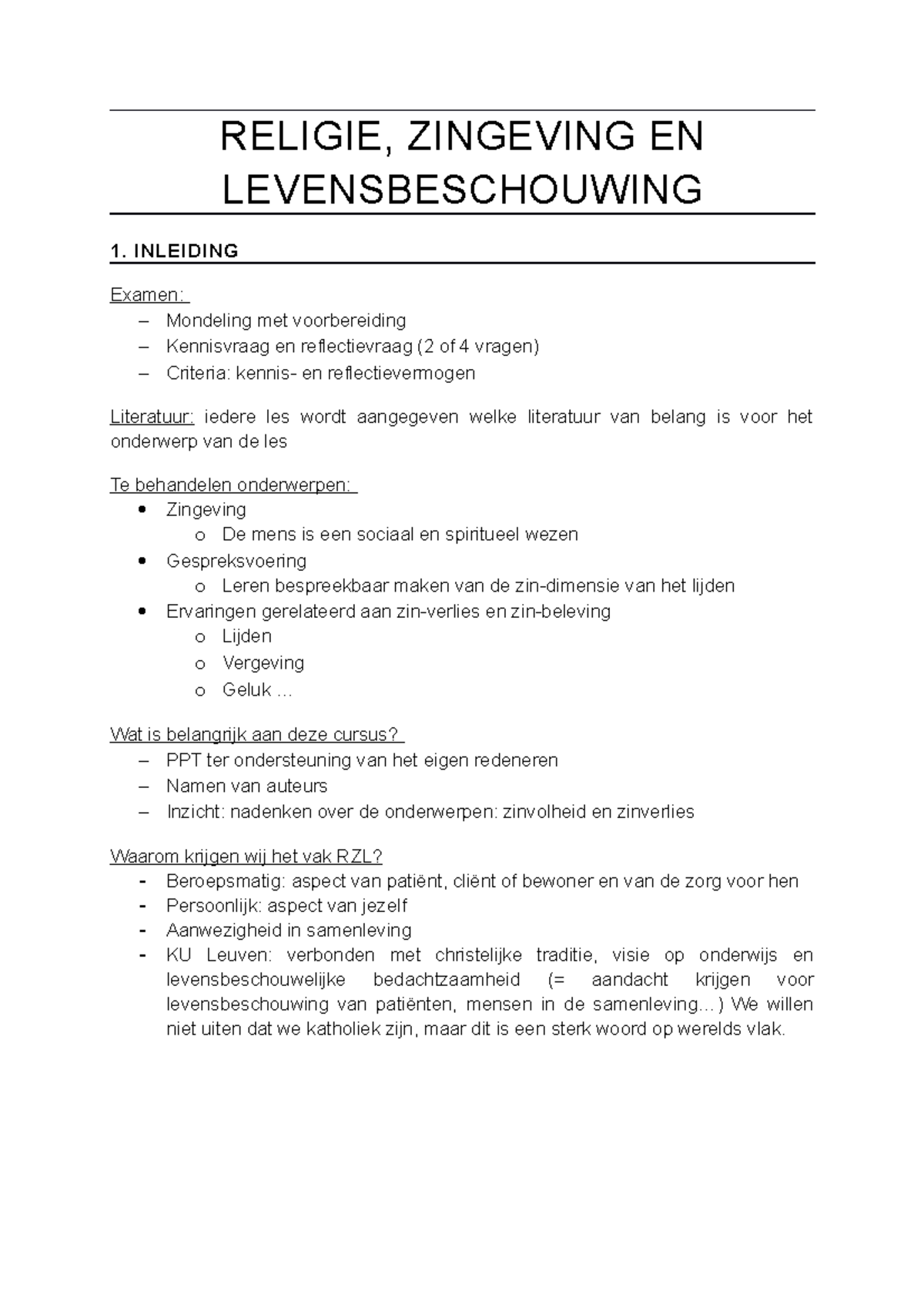Religie zingeving en levensbeschouwing - RELIGIE, ZINGEVING EN ...
