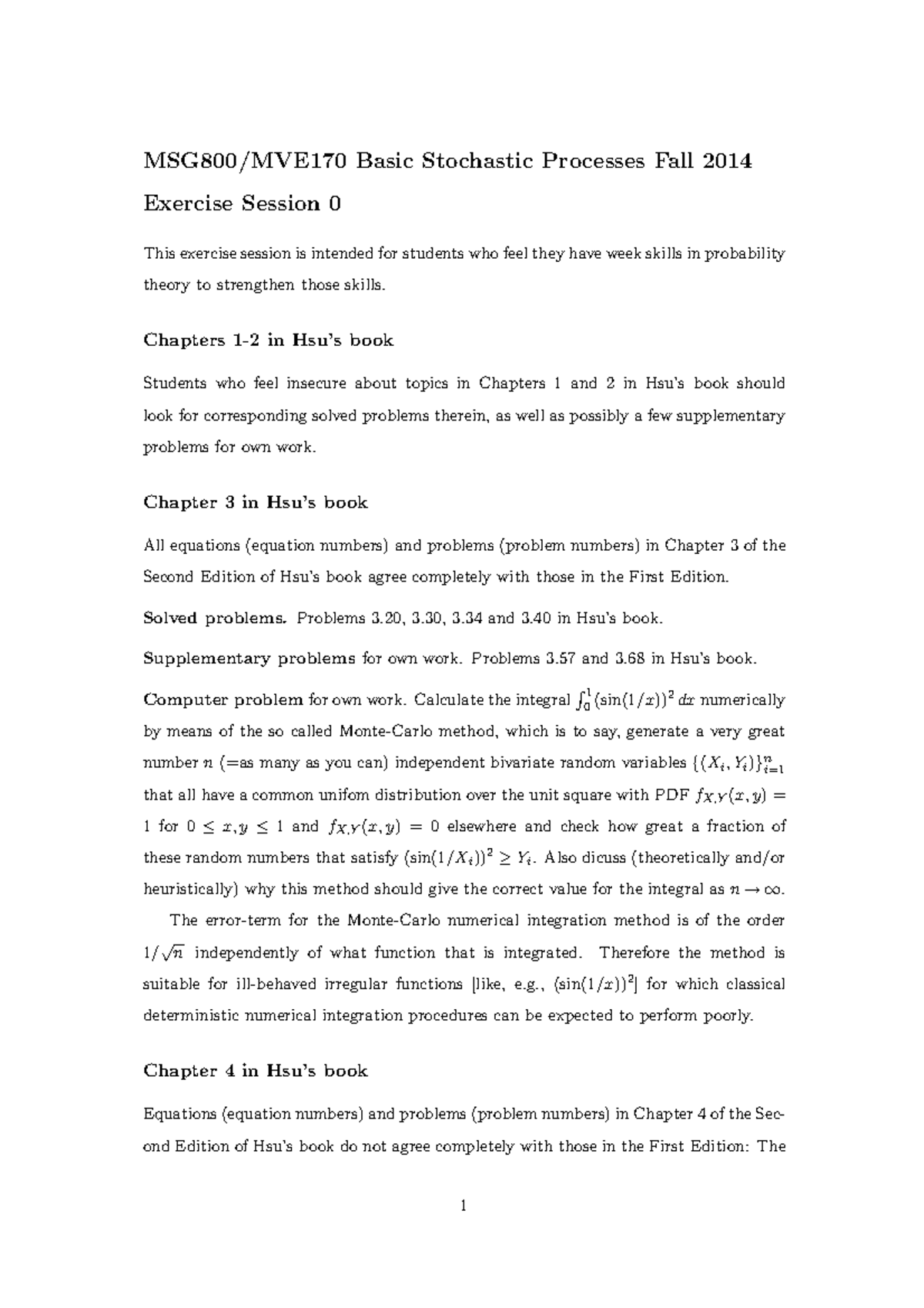 Exercise From Chapter 1 4 Basic Stochastic Processes Basic