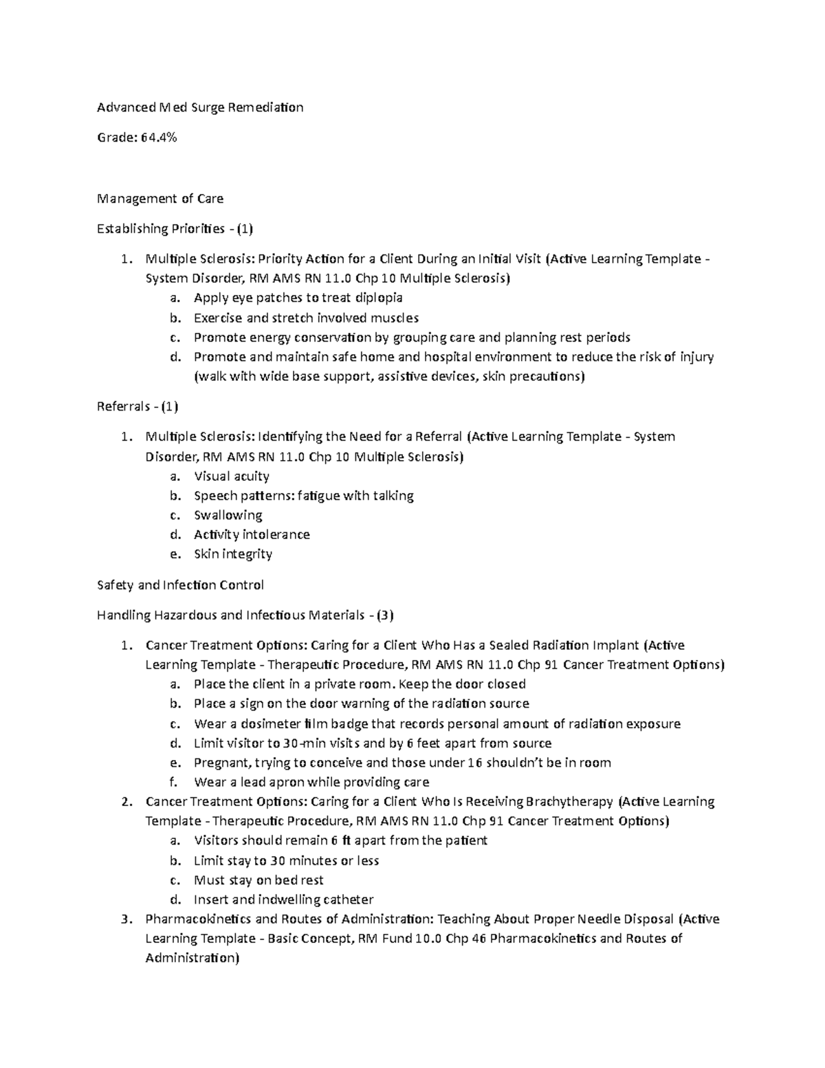 ATI advanced medsurge remediation - Advanced Med Surge Remediation ...