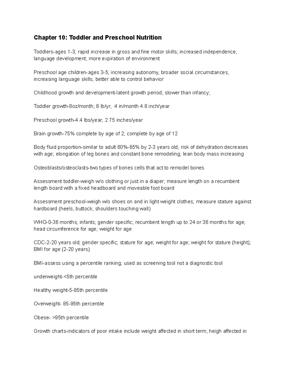Exam 2 DIET 210 0 Notes - Chapter 10: Toddler and Preschool Nutrition ...
