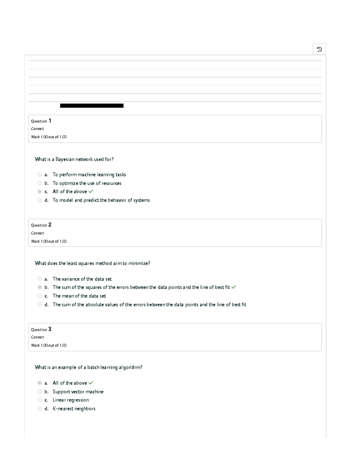 AI Funda - Question 1 Correct Mark 1. 00 out of 1. 00 Question 2 ...