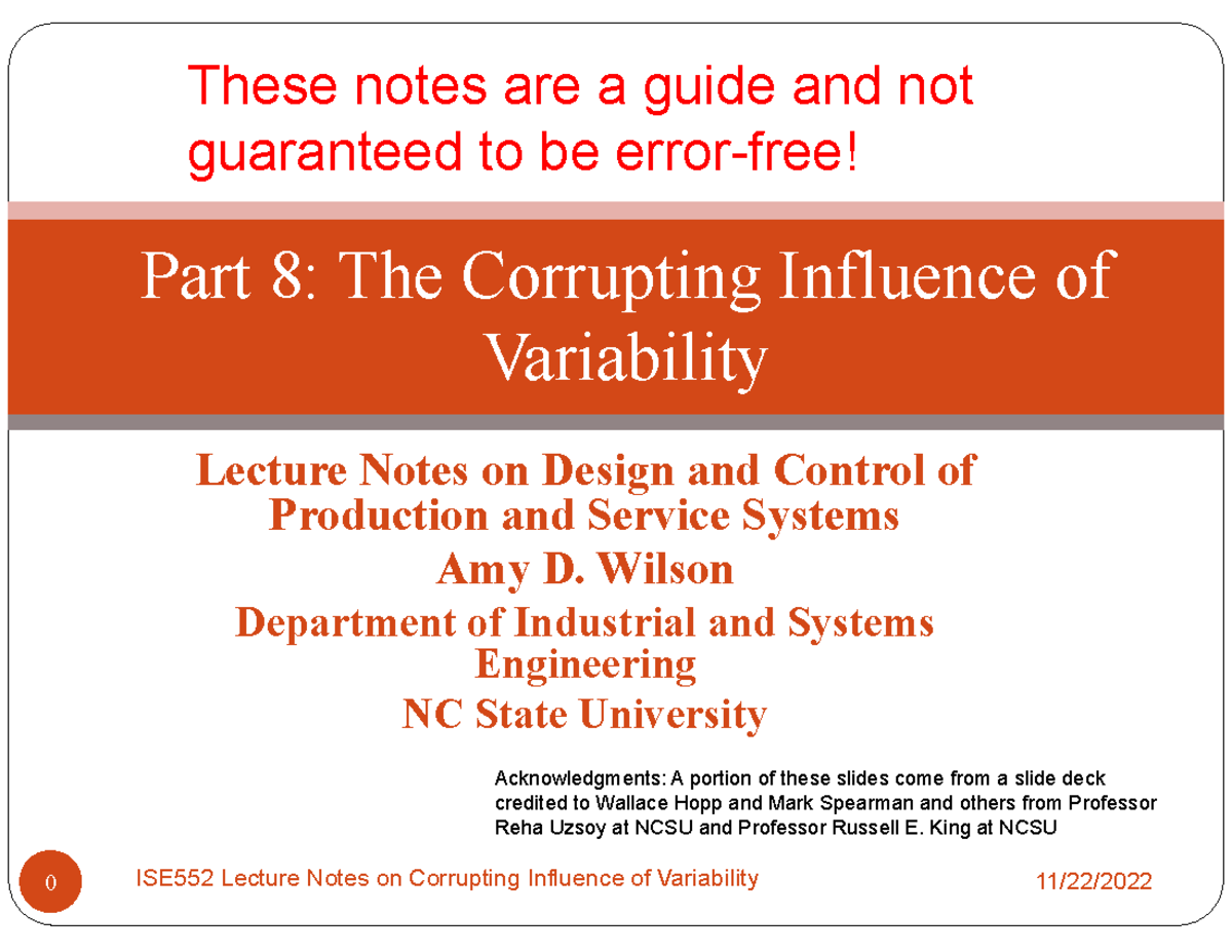 Part 8 Corrupting Influence of Variability Full Page Slides updated ...