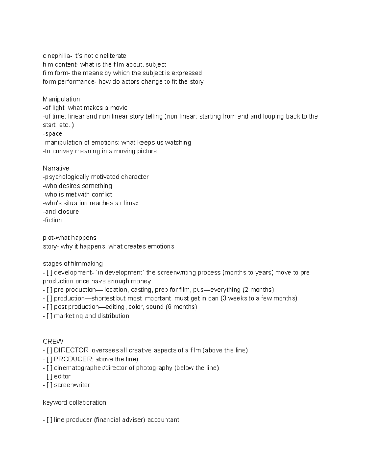 Survey to Film - CCA 103 Cardillo - cinephilia- it’s not cineliterate ...