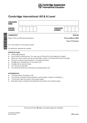Chemistry 9701 Paper 4 - This document has 28 pages. Any blank pages ...