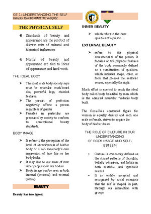 Midterm UTS - Understanding The Self THE PHYSICAL SELF THE IMPACT OF ...
