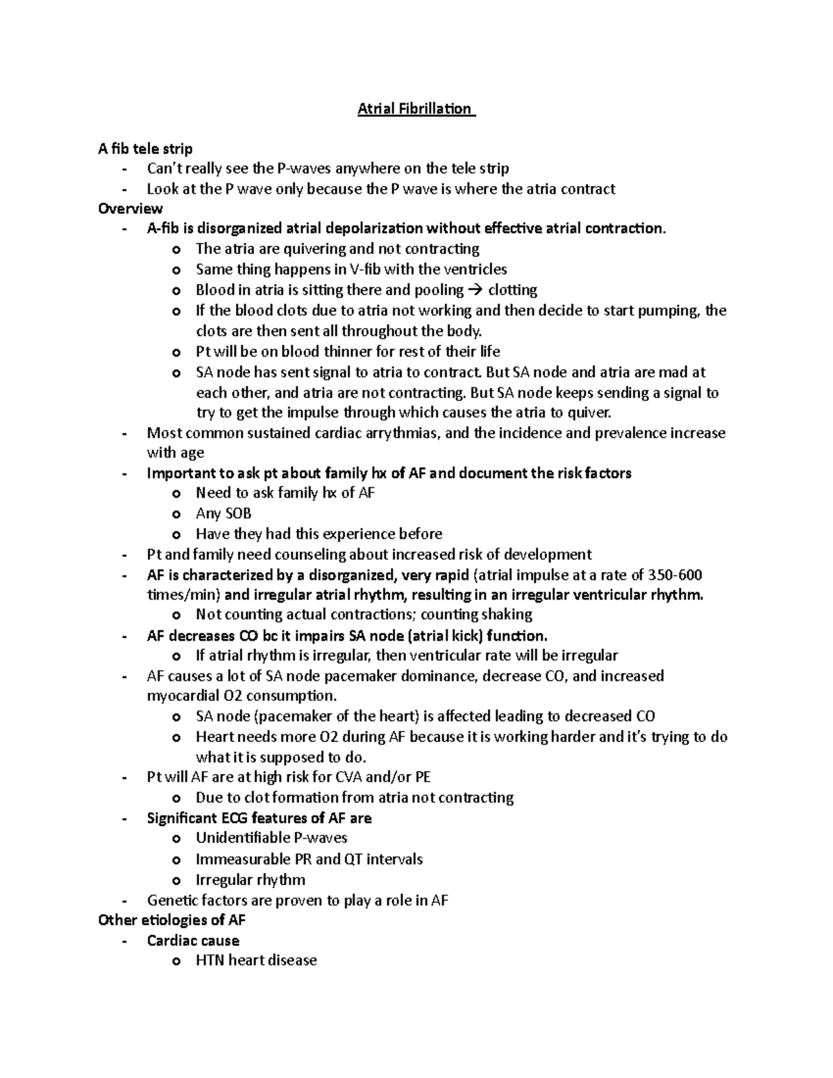 Atrial Fibrillation - powerpoints in outline form plus extra notes ...