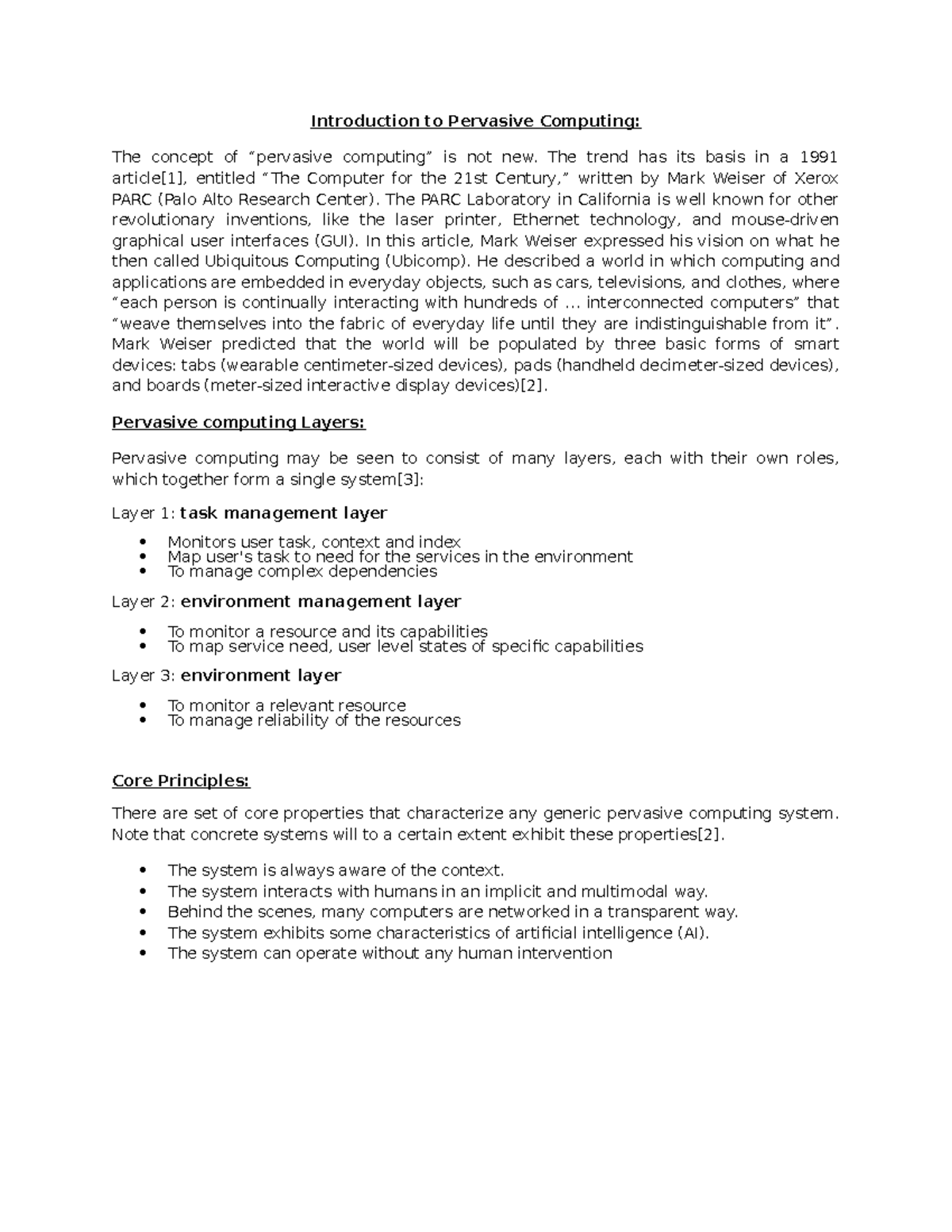 Intro Pervasive Computing - Introduction to Pervasive Computing: The ...