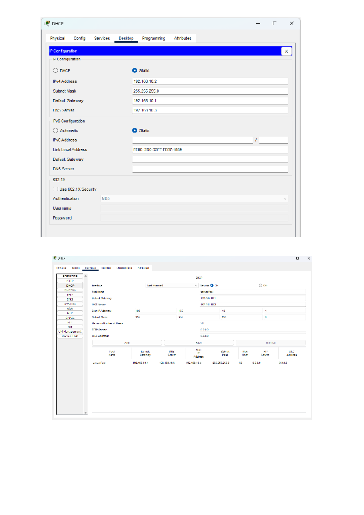 Examen PC1 Redes - Formulario estadistica descriptiva - DHCP X Physical Config Services Desktop ...
