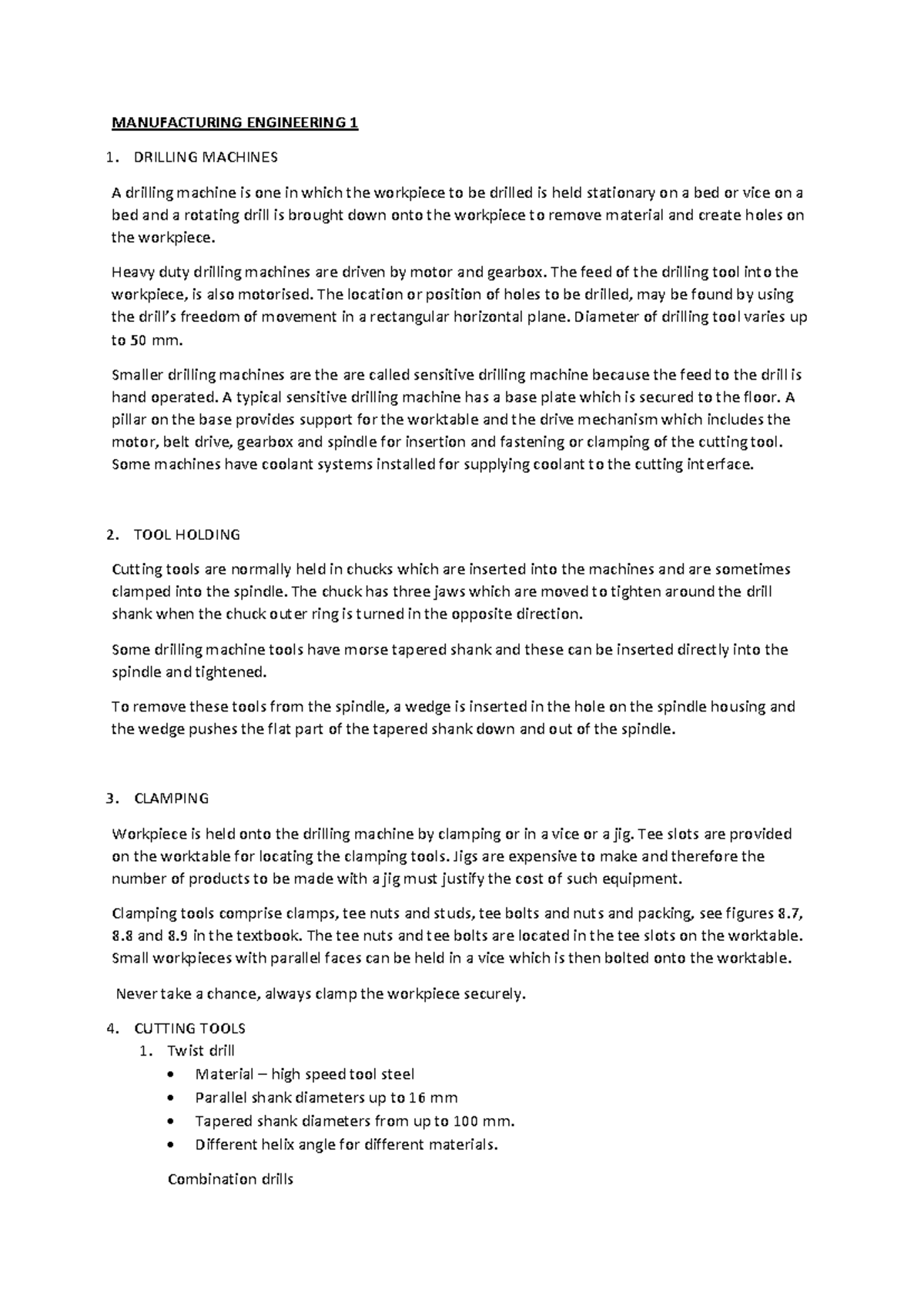 6. Drilling Machine 30032022 - MANUFACTURING ENGINEERING 1 1. DRILLING MACHINES A drilling ...