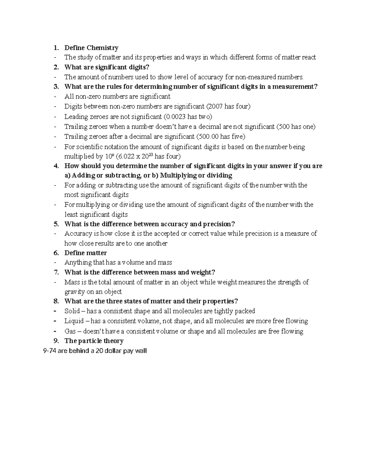 Grade 11 Chemistry Exam Review - Define Chemistry The study of matter ...
