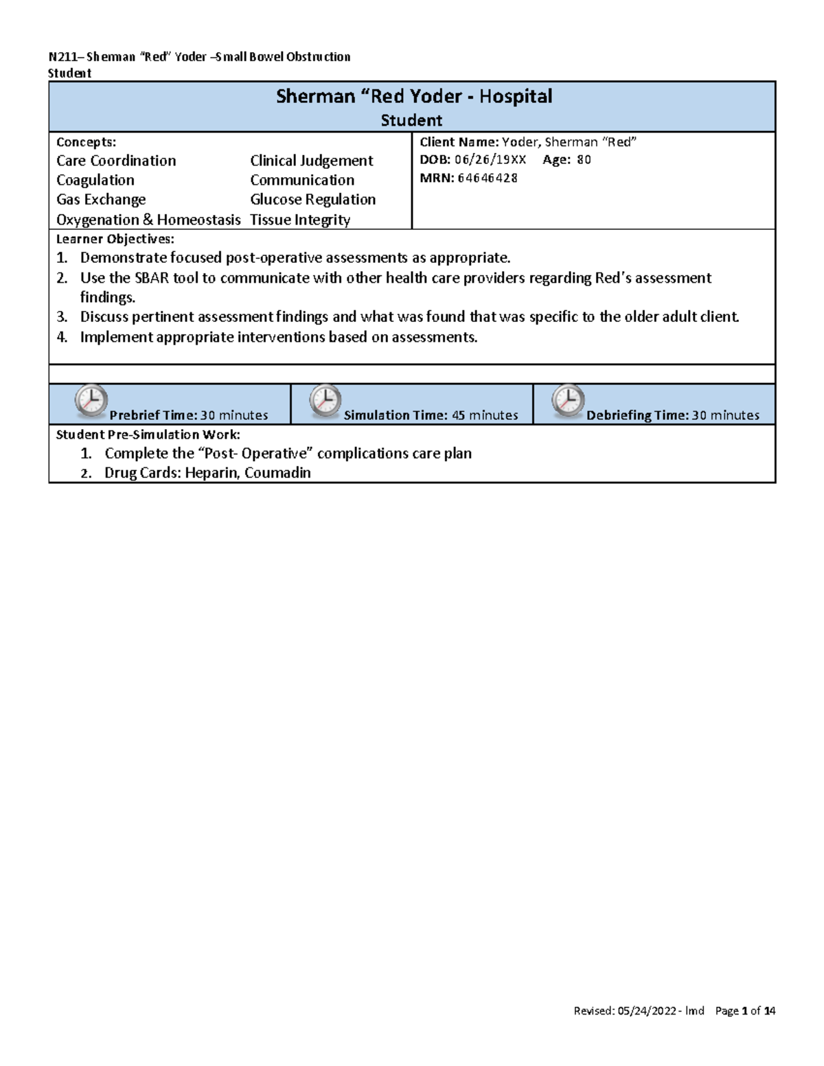 Yoder, Sherman - Hospital - Student - Student Sherman “Red Yoder ...