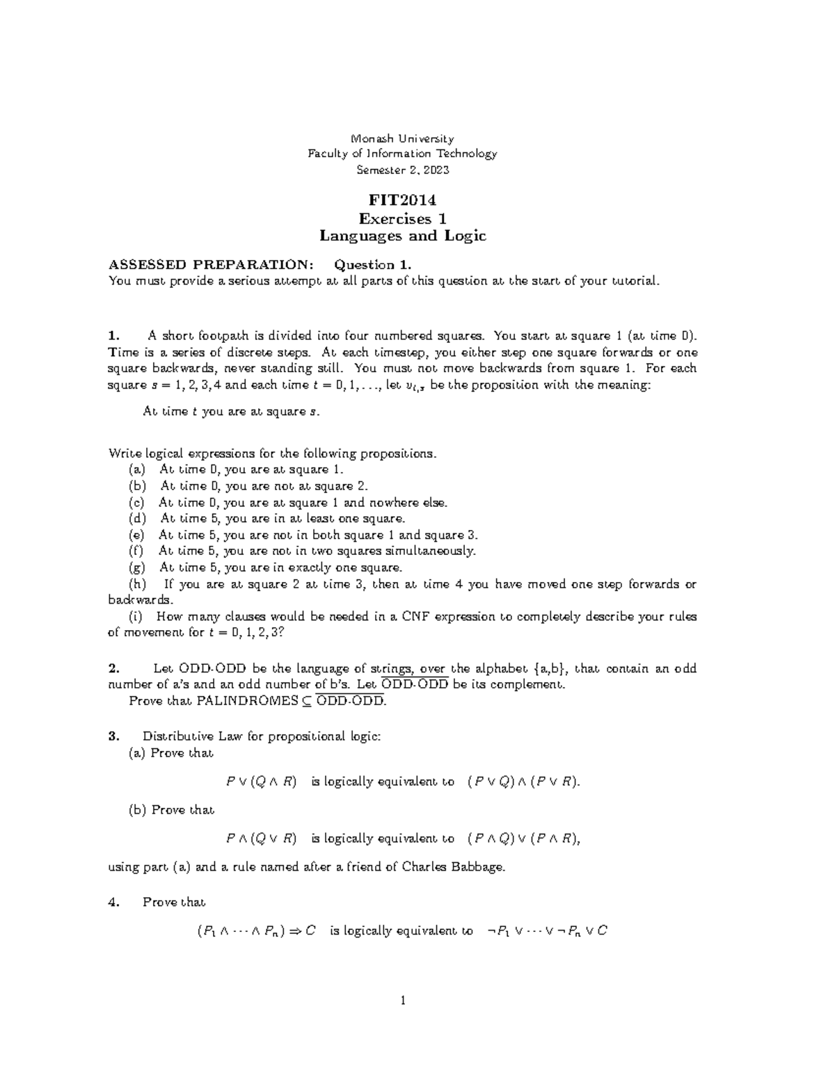 Tute1 copy - Tutorial 1 questions - Monash University Faculty of ...
