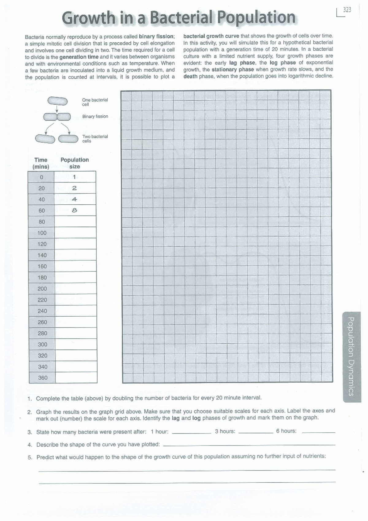 Microbiology Worksheet 2 - Growth in a Bacterial Population - Studocu