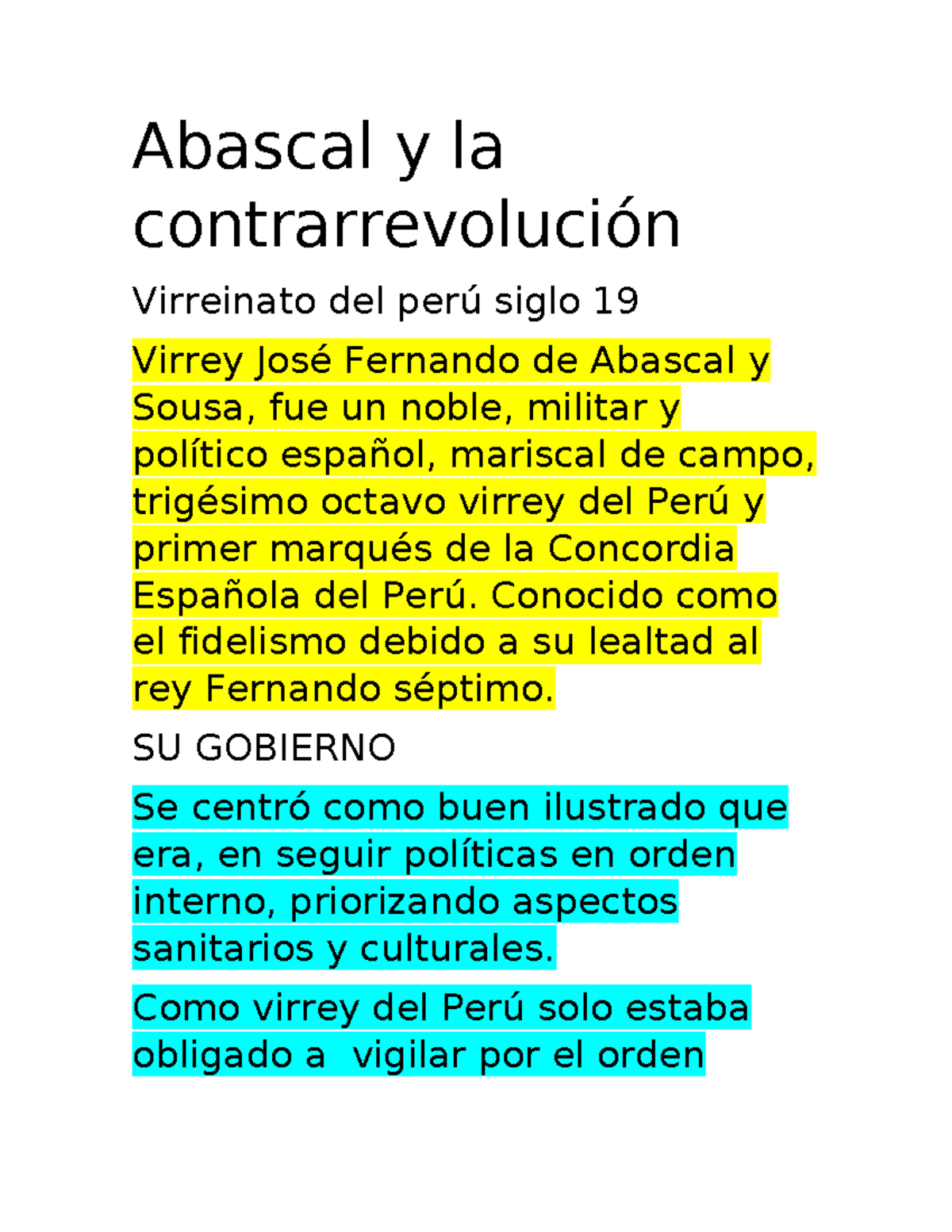 Dayahp - mate - Abascal y la contrarrevolución Virreinato del perú ...