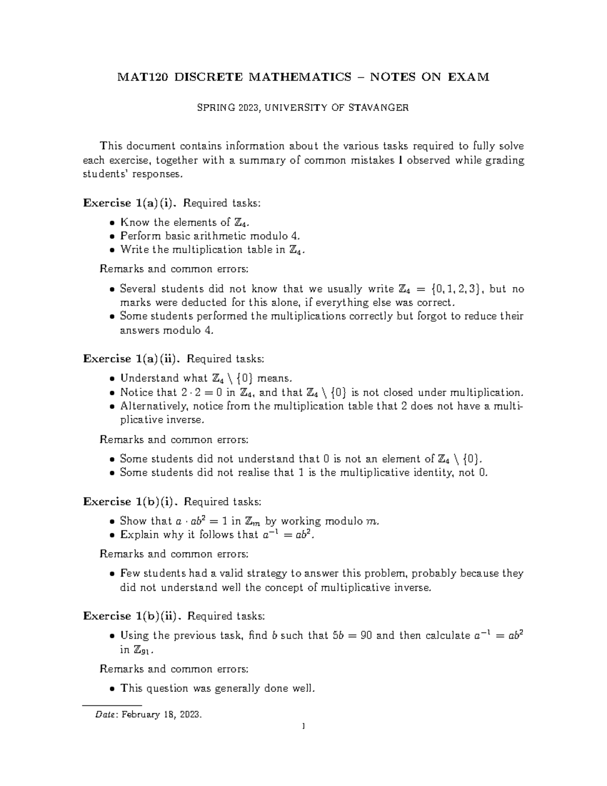 MAT120 Spring 2023 Notes On Exam - MAT120 DISCRETE MATHEMATICS – NOTES ...