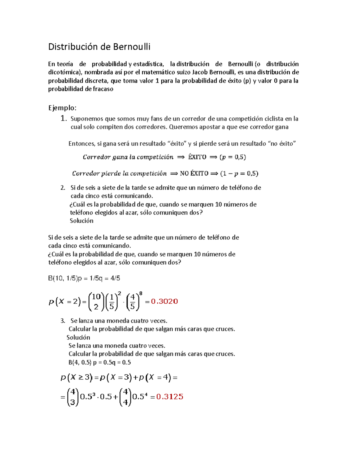 Distribución de Bernoulli - DistribuciÛn de Bernoulli En teorÌa de ...