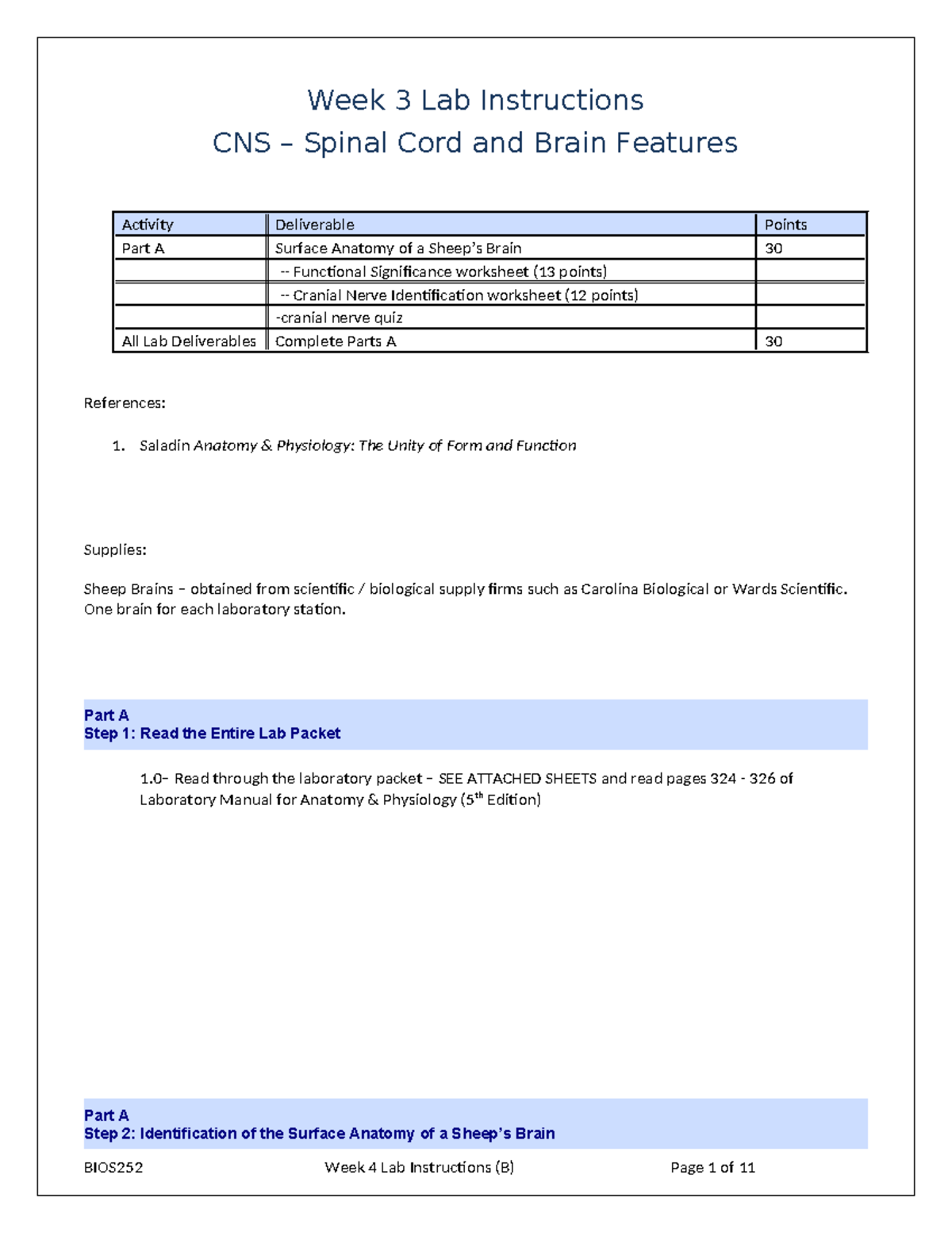 AP 2 WEEK 3 LAB - notes - Week 3 Lab Instructions CNS – Spinal Cord and ...
