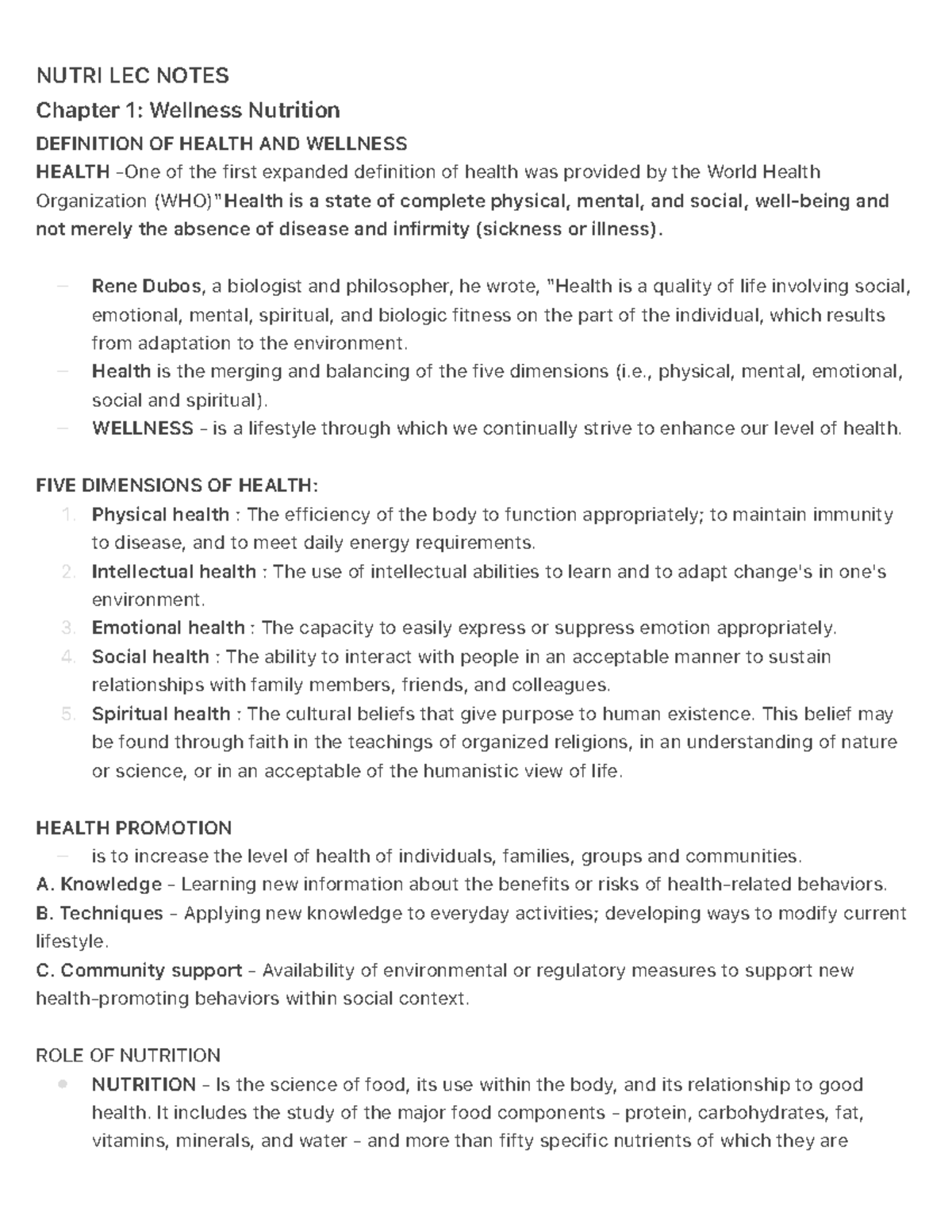 Nutri-LEC- Notes - Knowledge and information regarding Wellness ...