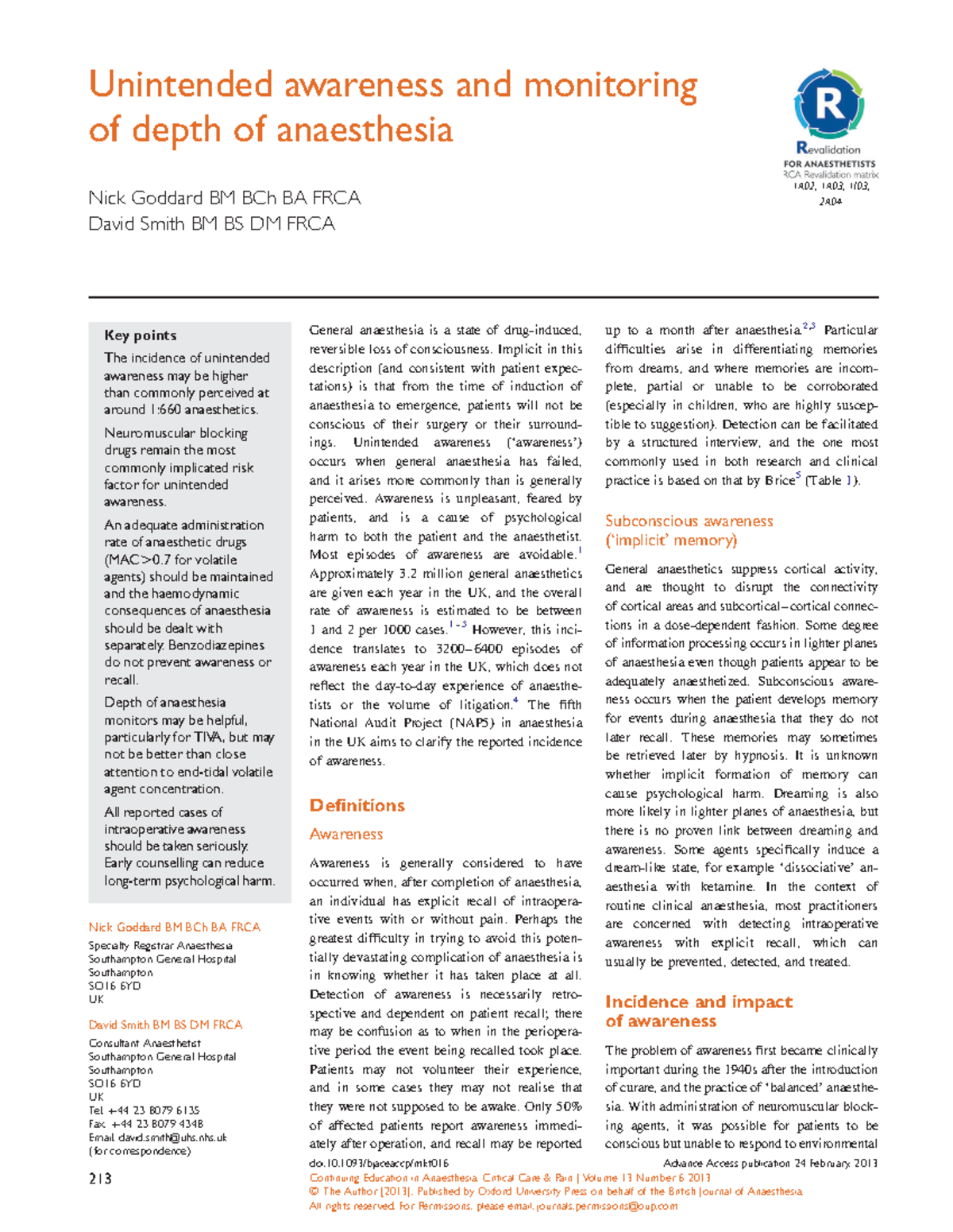 Unintended awareness and monitoring - Implicit in this description (and ...