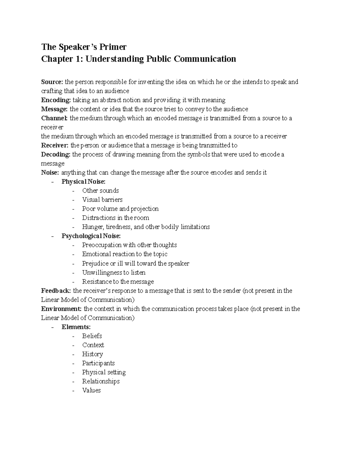 COM 120 Chapter 1 - The Speaker's Primer - The Speaker’s Primer Chapter ...
